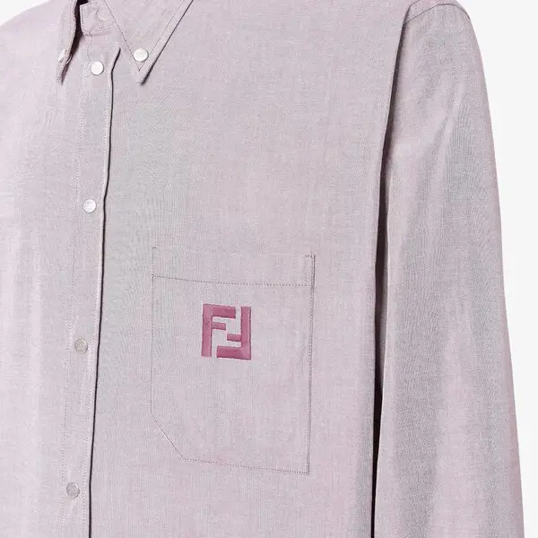 Fendi Logo Embroidered Bown-down Oxford Shirt - White