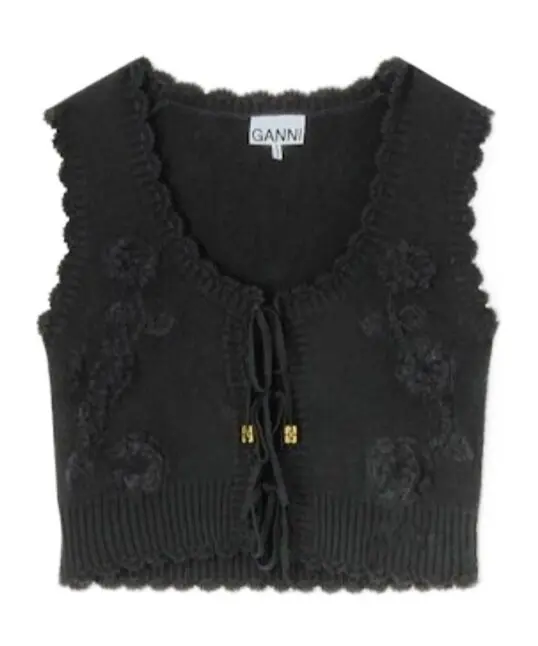 GANNI Crocheted Appliqué Vest
