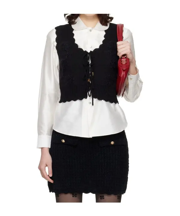 GANNI Crocheted Appliqué Vest