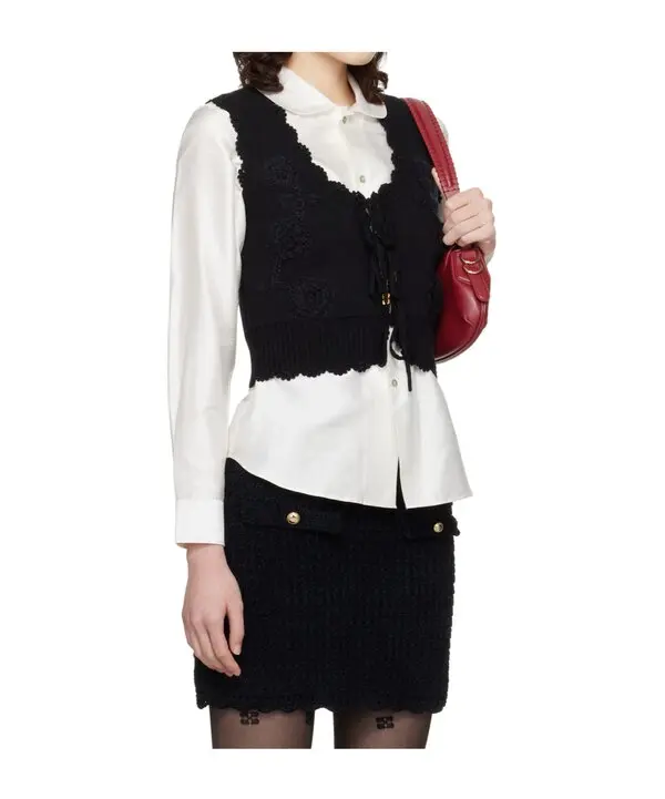 GANNI Crocheted Appliqué Vest