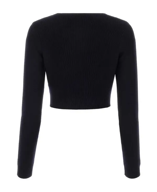 JIL SANDER V-neck Knitted Crop Top