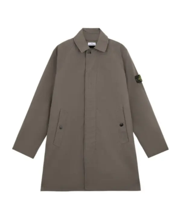Stone Island Buttoned Coat With Classic Collar - Walnut Brown