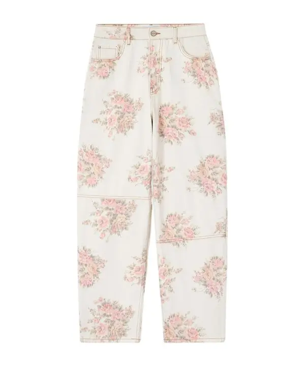 GANNI Floral Printed Jeans - White
