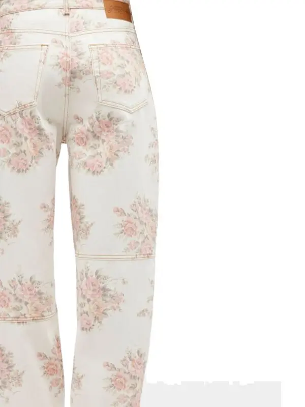 GANNI Floral Printed Jeans - White