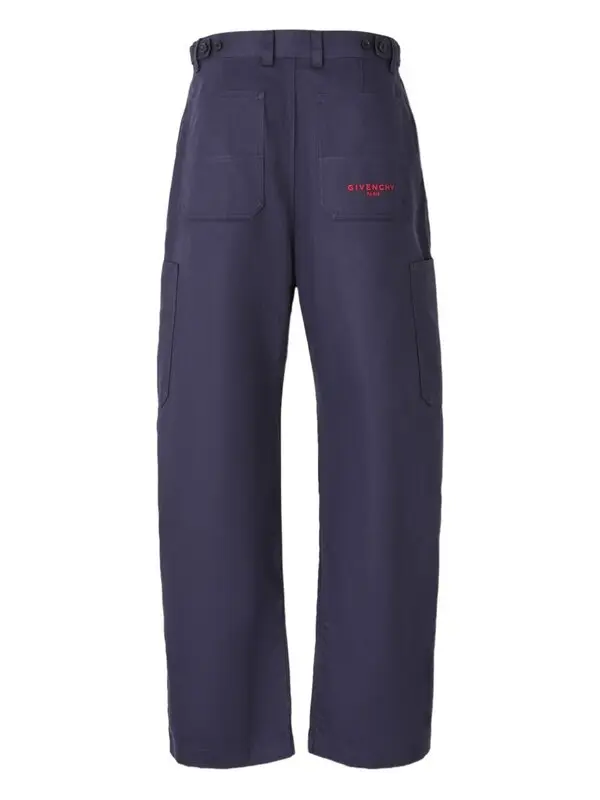 Givenchy Paris Signature Embroidered Cargo Jeans - Navy Blue