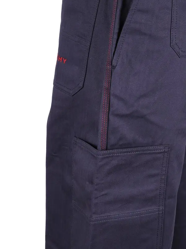 Givenchy Paris Signature Embroidered Cargo Jeans - Navy Blue
