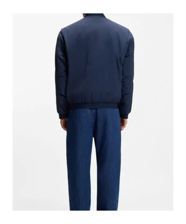 Hugo Boss Water-repellent Bomber Jacket In Cotton-touch Fabric - Light Blue