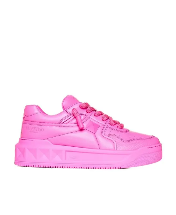 Valentino Garavani One Stud Xl Nappa Leather Low-top Sneakers - Pink