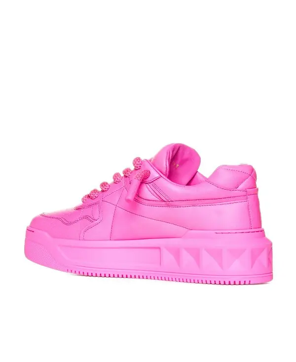Valentino Garavani One Stud Xl Nappa Leather Low-top Sneakers - Pink