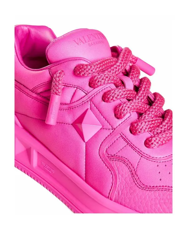 Valentino Garavani One Stud Xl Nappa Leather Low-top Sneakers - Pink