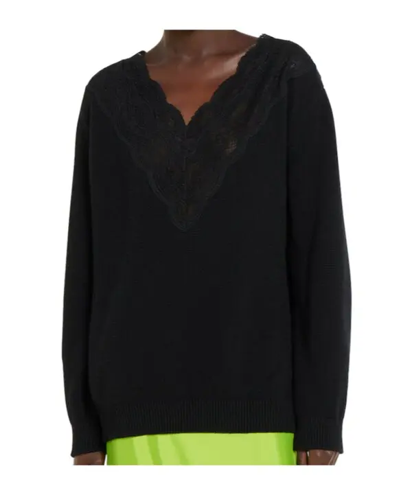Gucci Lace Trim V-neck Jumper