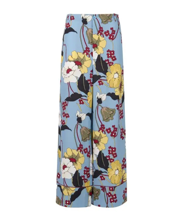 Marni Melodia Print Envers Satin Palazzo Trousers - Blue