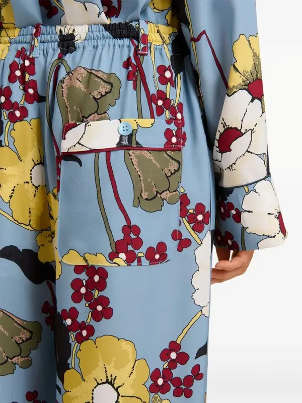 Marni Melodia Print Envers Satin Palazzo Trousers - Blue