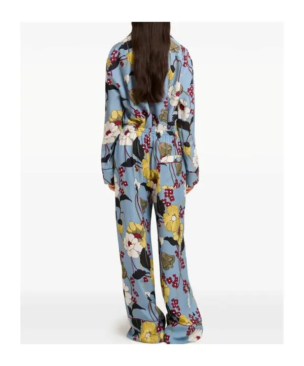 Marni Melodia Print Envers Satin Palazzo Trousers - Blue