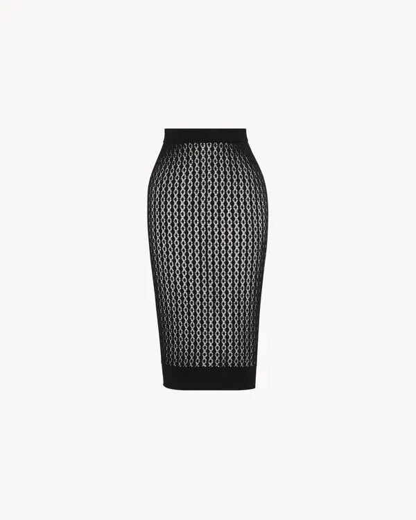 Saint Laurent Knitted Midi Pencil Skirt