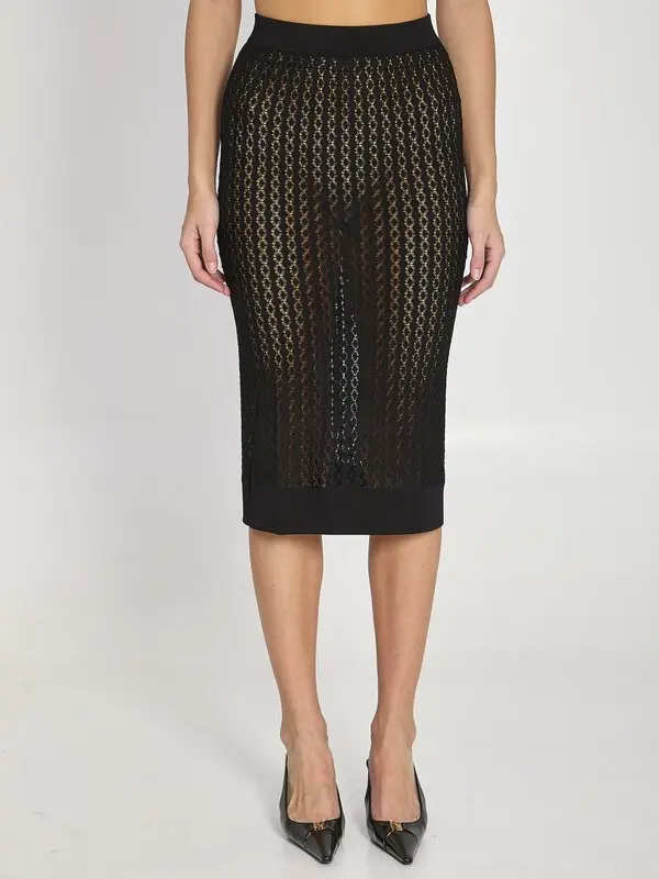 Saint Laurent Knitted Midi Pencil Skirt
