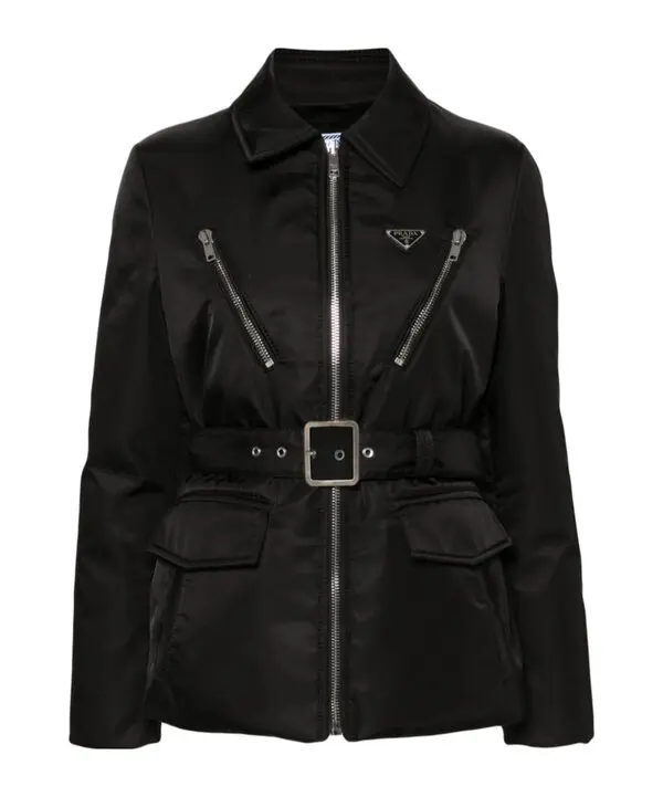 Prada Padded Triangle Logo Jacket - Black