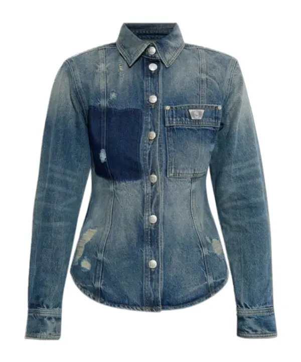 MISBHV Distressed Denim Shirt With Logo Plaque
