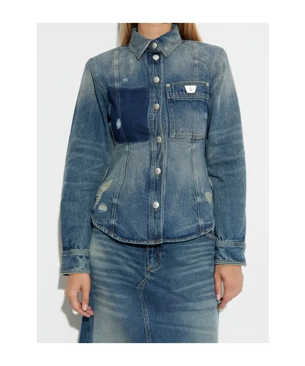 MISBHV Distressed Denim Shirt With Logo Plaque