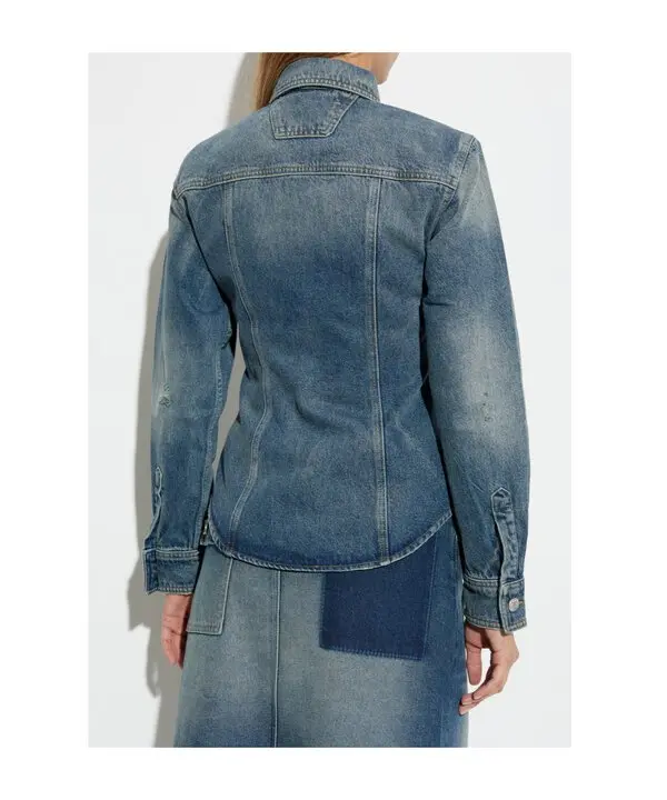 MISBHV Distressed Denim Shirt With Logo Plaque
