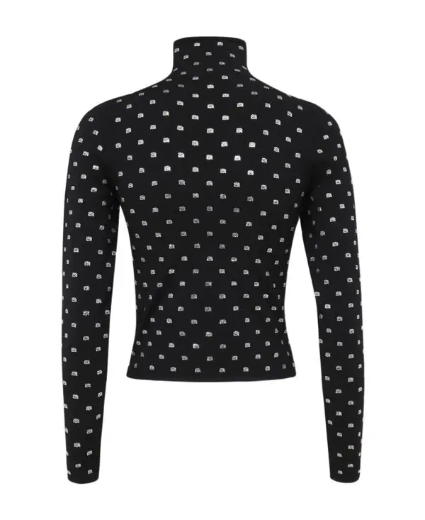 Alexander Wang Logo Rhinestone Long Sleeve Top