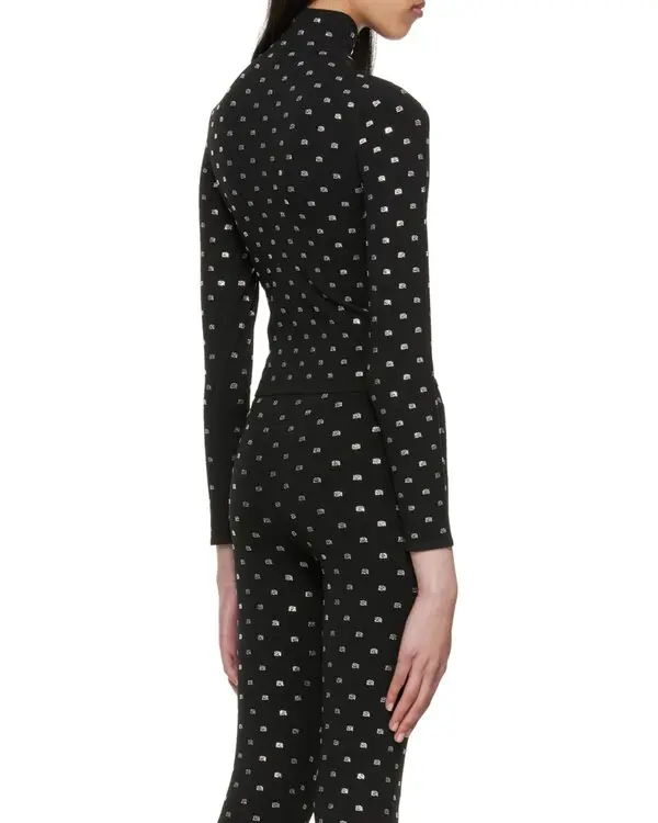 Alexander Wang Logo Rhinestone Long Sleeve Top
