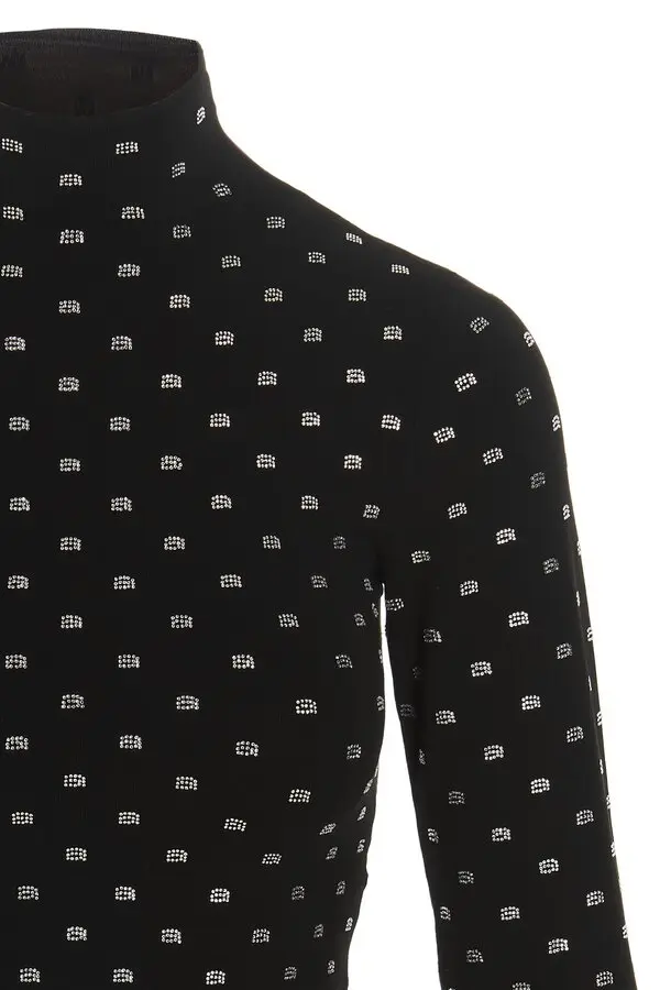 Alexander Wang Logo Rhinestone Long Sleeve Top