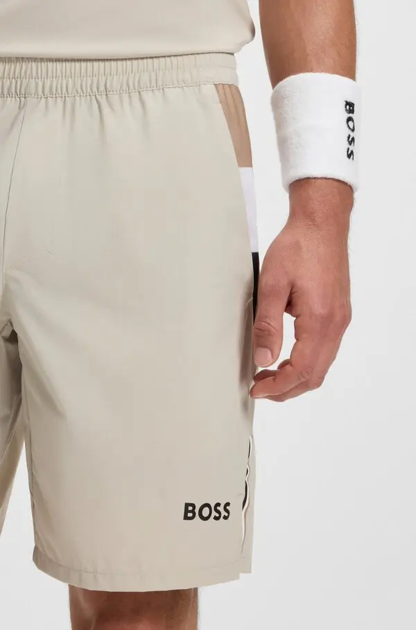 Hugo Boss Elasticated Waistband Shorts With Letter Details - Nude