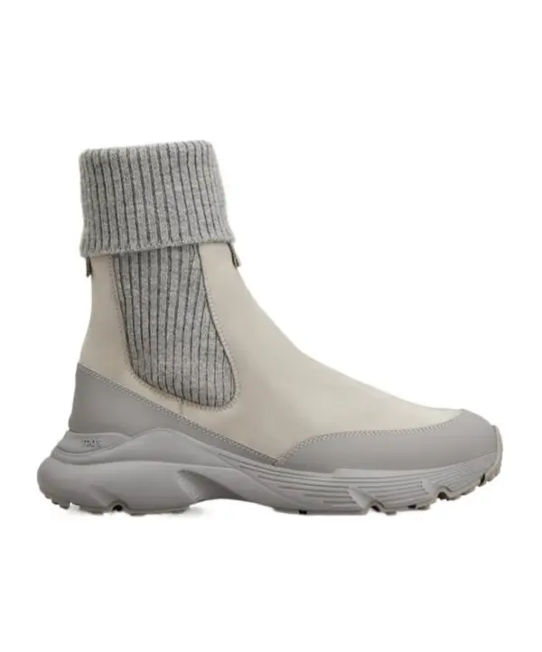 TOD'S Chelsea Boots In Calfskin Nubuck With Elastic Knit Inserts - Gray