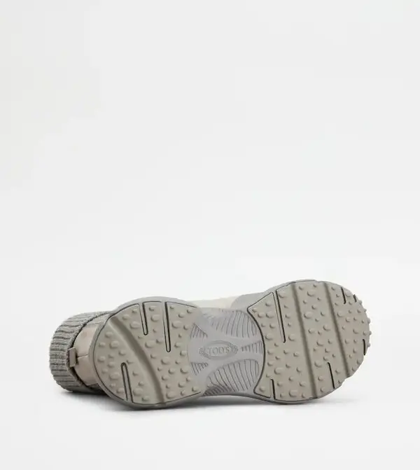 TOD'S Chelsea Boots In Calfskin Nubuck With Elastic Knit Inserts - Gray