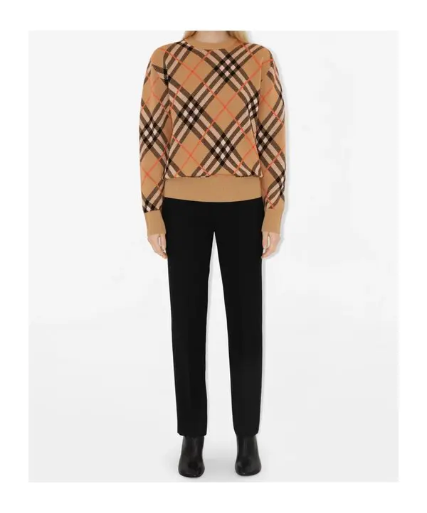 Burberry Checked Crewneck Jumper