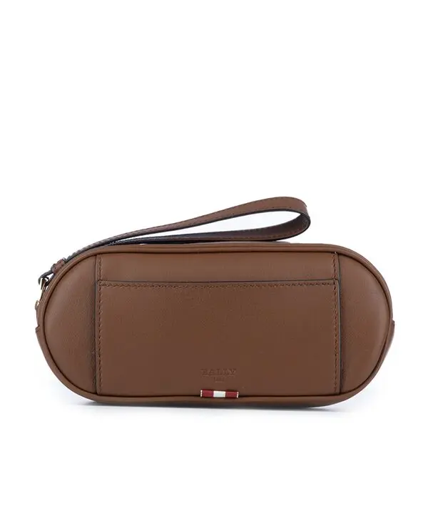 Bally Embossed Leather Zipper Handbag