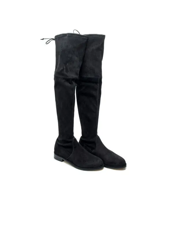 STUART WEITZMAN Suede Thigh-high Boots With Tie Fastening - Black