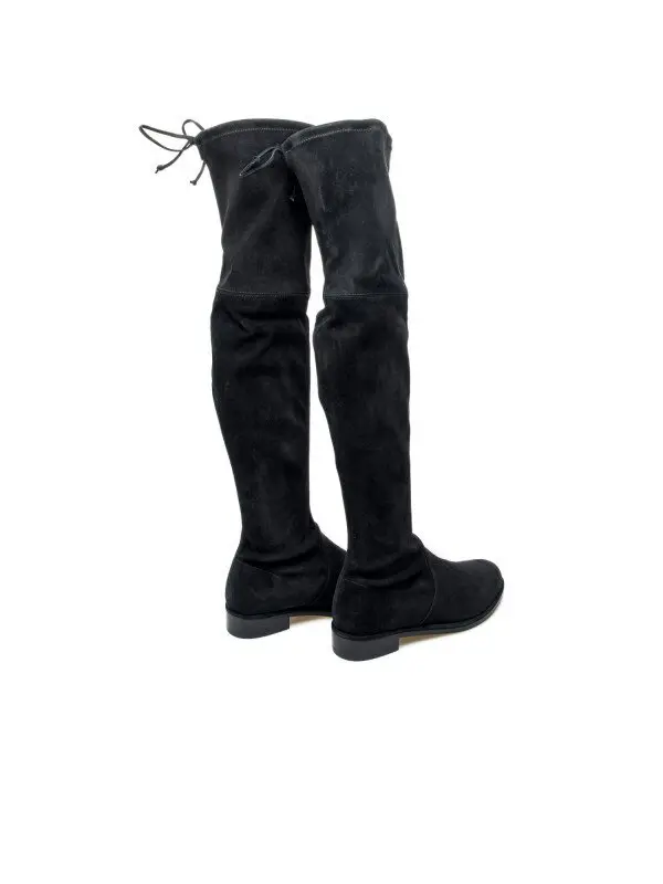 STUART WEITZMAN Suede Thigh-high Boots With Tie Fastening - Black