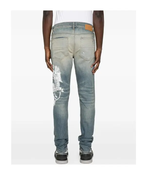 Amiri Distressed Belt Loop Jeans - Gray