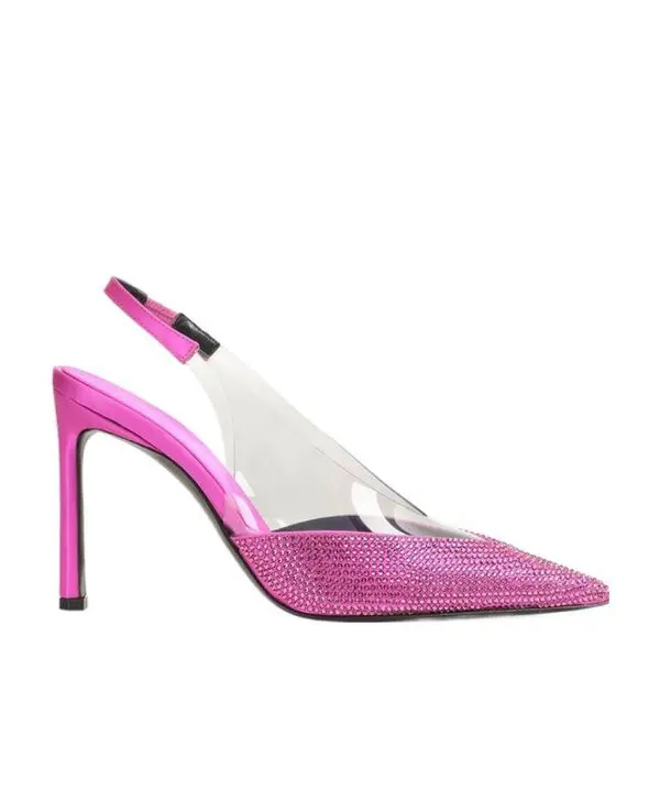SERGIO ROSSI Rhinestone Embellished Slingback Heels