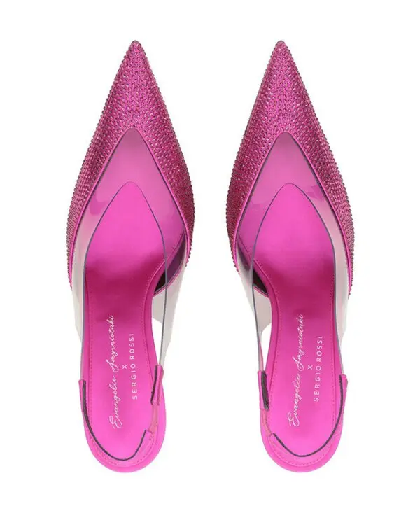 SERGIO ROSSI Rhinestone Embellished Slingback Heels