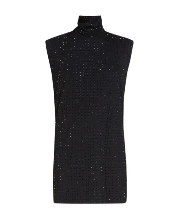 Sportmax Embellished Turtleneck Mini Dress - Black