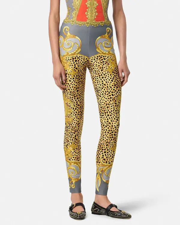 Versace Baroque-print Leggings - Brown