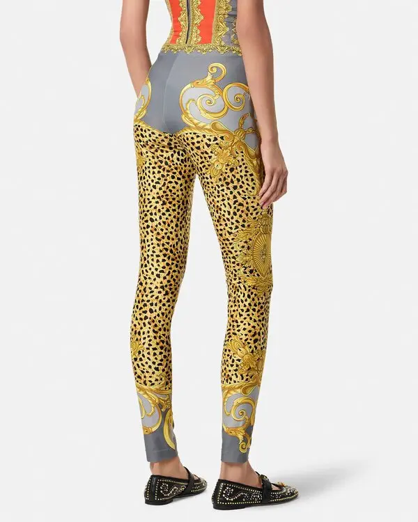 Versace Baroque-print Leggings - Brown