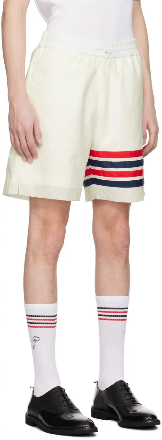 Thom Browne 4-bar Stripe Detail Shorts - White