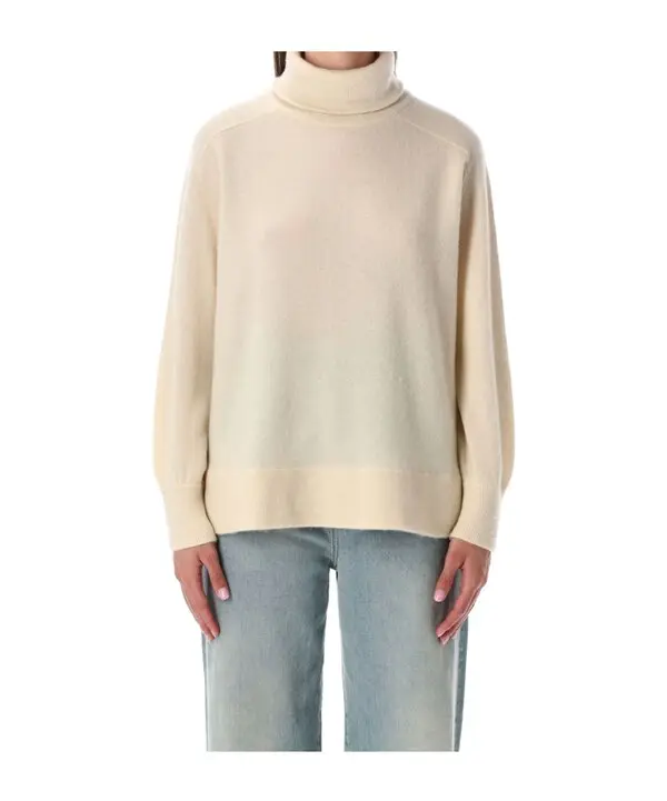 American Vintage Turtleneck Knitwear With Ribbed Edges And Side Slits