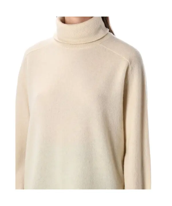 American Vintage Turtleneck Knitwear With Ribbed Edges And Side Slits