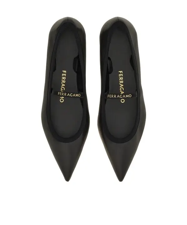 FERRAGAMO Ballet Flats With Ribbon Ankle Tie - Black