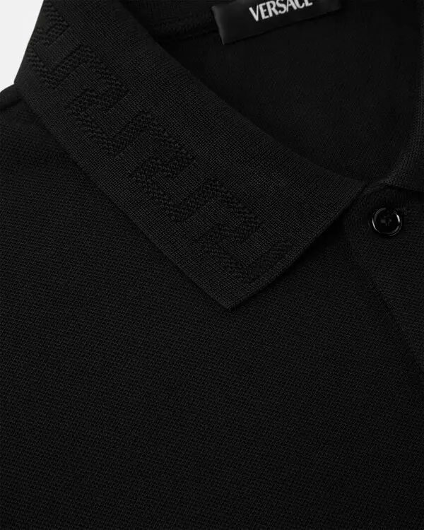 Versace Medusa-patch Short-sleeved Polo Shirt - Black