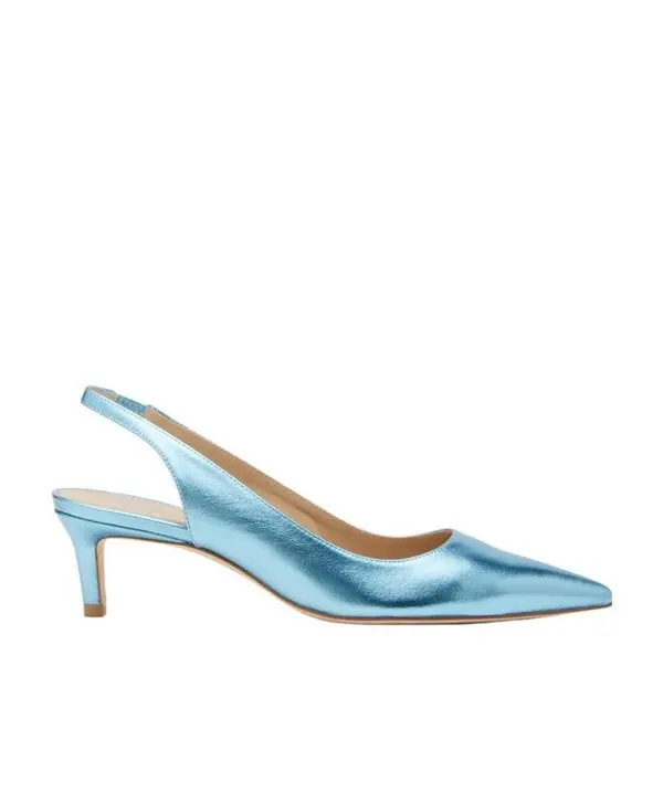 STUART WEITZMAN Metallic-effect Pointed Toe Slingback Pumps