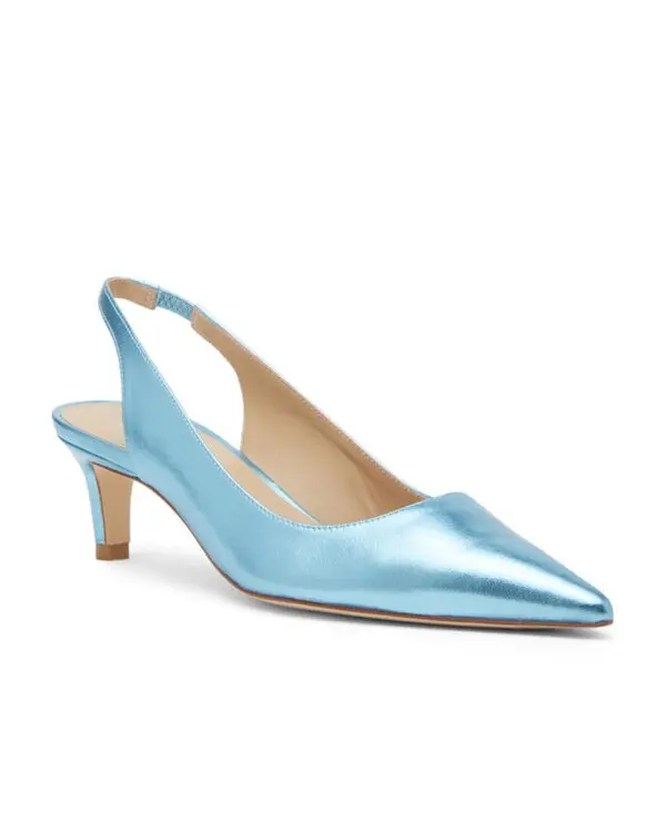 STUART WEITZMAN Metallic-effect Pointed Toe Slingback Pumps