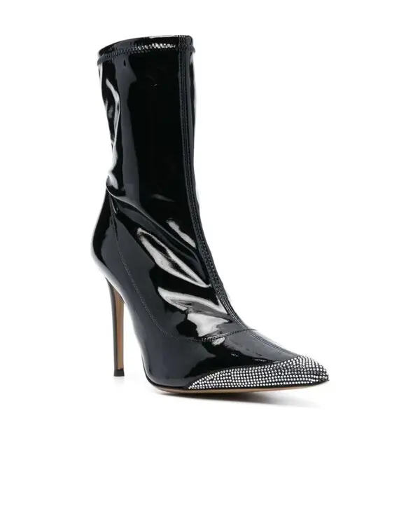 Alexandre Vauthier 105mm Crystal-embellished Patent-leather Boots - Black