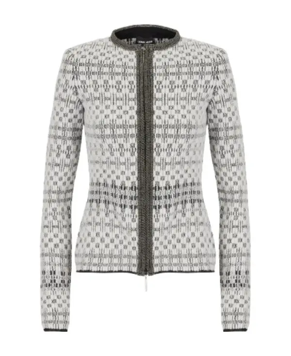 Giorgio Armani Zip-up Jacket With Geometric Pattern And Metal Trims
