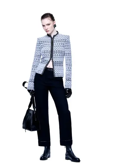 Giorgio Armani Zip-up Jacket With Geometric Pattern And Metal Trims
